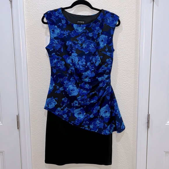Enfocus Studio | Dresses | Enfocus Blueaquablack Floral Dress W Black ...